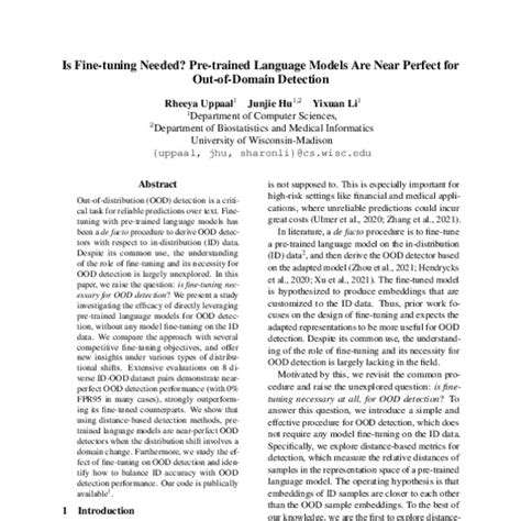 Is Fine Tuning Needed Pre Trained Language Models Are Near Perfect For Out Of Domain Detection
