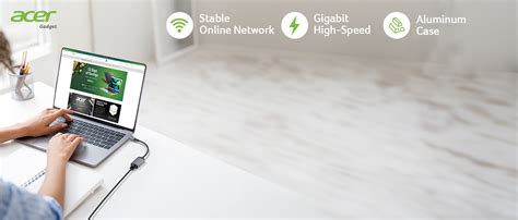 Acer Usb C To Ethernet Adapter 4 In 1 Usb A C Hub With 3 Usb A 3 1 And 1gbps Rj45