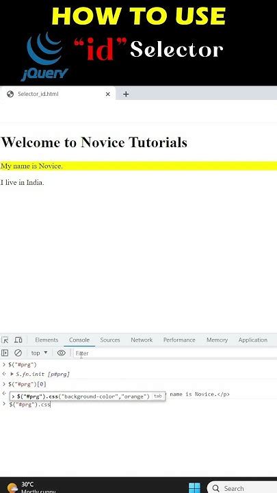jquery id selector 👨‍💻 jquerytutorial shorts youtubeshorts