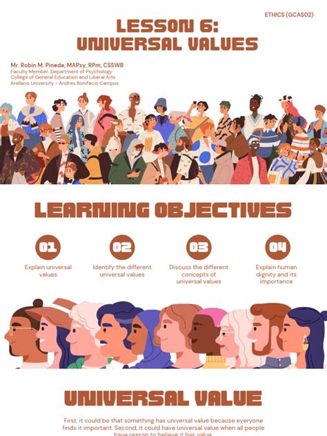Lesson 6 Universal Values Pdf Dignity Liberal Arts Education