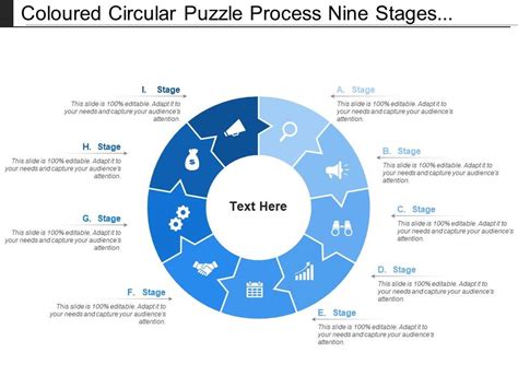 Coloured Circular Puzzle Process Nine Stages Pattern Templates PowerPoint Presentation Slides