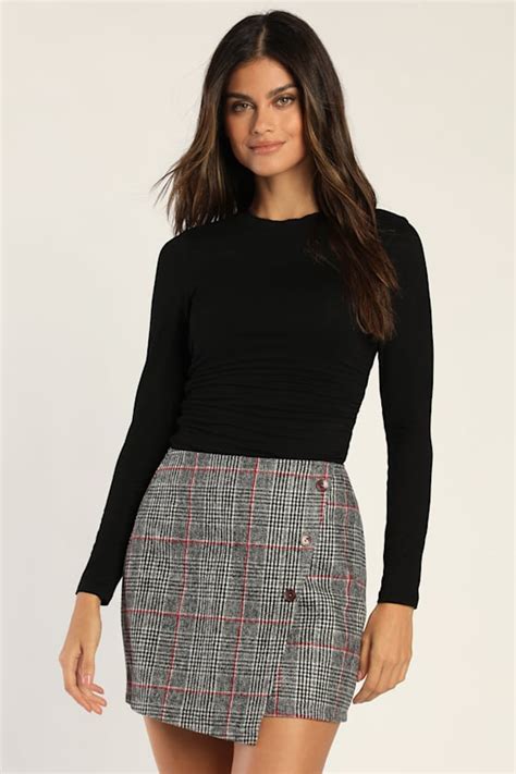 Button Plaid Skirt Online