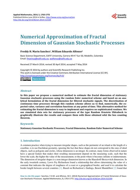 Pdf Numerical Approximation Of Fractal Dimension Of Gaussian Stochastic Processes
