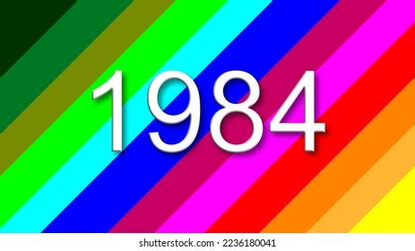 1984 Colorful Rainbow Background Year Number Stock Illustration