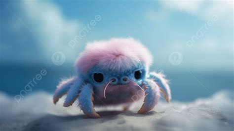 Cute Little Pink And Blue Crab Mspy Background Crab Blue Fur Cotton