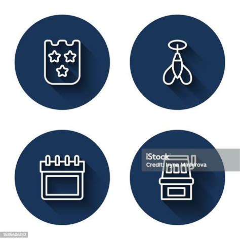 세트 라인 복권 다트 화살표 달력 및 긴 그림자가 있는 슬롯 머신 파란색 원 버튼입니다 벡터 0명에 대한 스톡 벡터 아트 및 기타 이미지 Istock