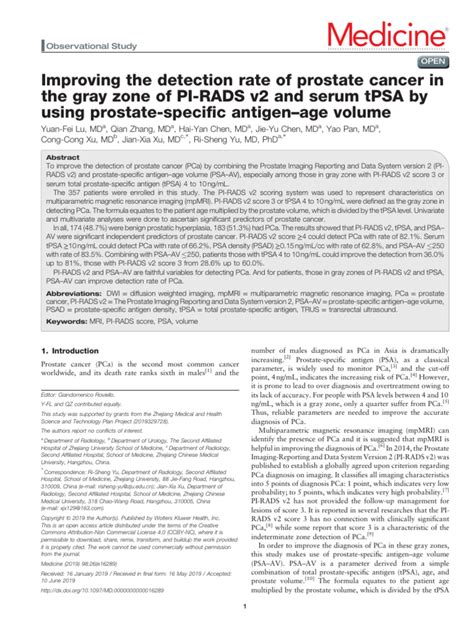 improving the detection rate of prostate cancer in the gray zone of pi