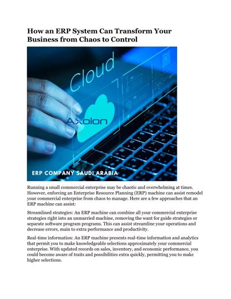 PPT How An ERP System Can Transform Your Business From Chaos To Control PowerPoint