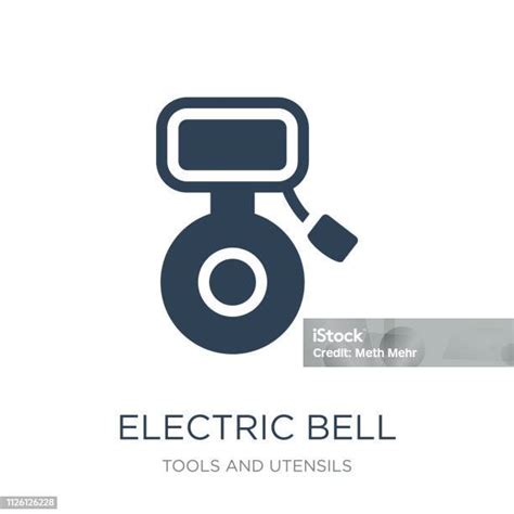 흰색 바탕에 전기 벨 아이콘 벡터 전기 벨 유행 가득 아이콘 도구와 식기 컬렉션 전기 벨 벡터 일러스트 레이 션 강도에 대한