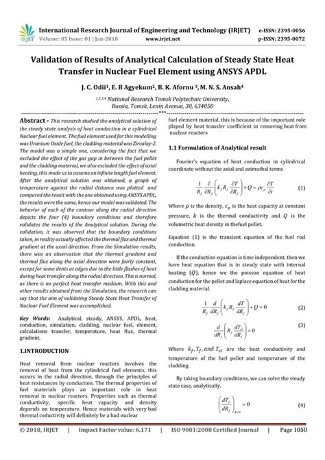 Validation Of Results Of Analytical Calculation Of Steady State Heat Transfer In Nuclear Fuel