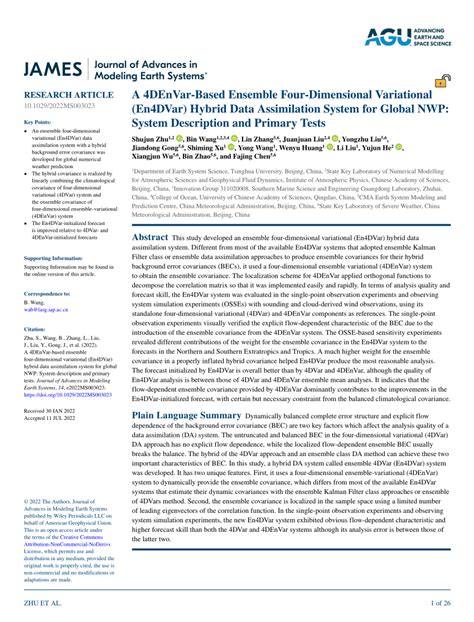 Pdf A 4denvar‐based Ensemble Four‐dimensional Variational En4dvar