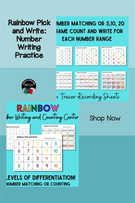 Writing Numbers 1 20 10 Frame Counting Center Rainbow Pick And Write Number Writing