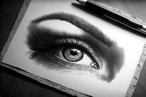 Eyebrow In Black And White Pencil Sketch Format Premium AI Generated