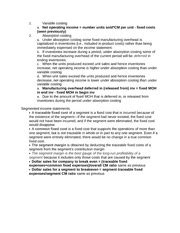 Chapter 6 Variable Costing And Segment Reporting 1 2 Variable Costing A Net Operating
