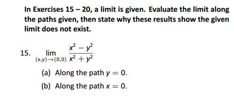 Solved In Exercises A Limit Is Given Evaluate The Chegg Com