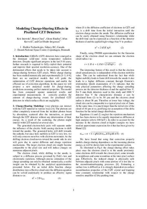 Pdf Modeling Charge Sharing Effects In Pixellated Czt Detectors
