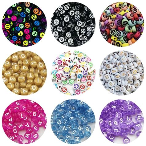 100 200 300 500 шт круглые акриловые бусины с буквами Aliexpress