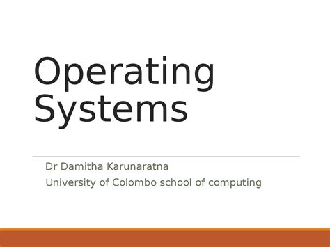 Operating Systems In Ict Lecture Notes Computer Science Docsity