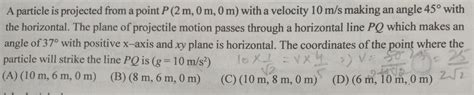 Answered A Particle Is Projected From A Point P 2 M 0 M 0 M With A Kunduz