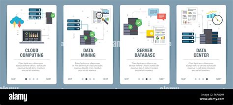 Vector Set Of Vertical Web Banners With Cloud Computing Data Mining Server Database And Data