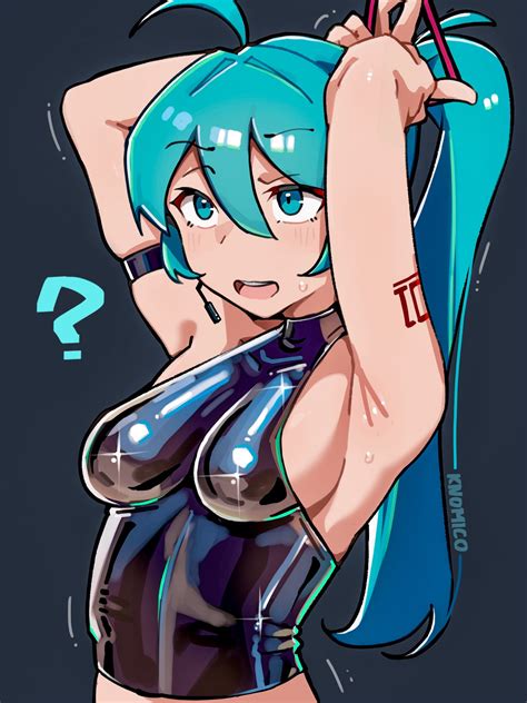 Hatsune Miku Vocaloid Highres 1girl Ahoge Arm Strap Armpits Bare