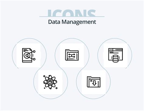 Data Management Line Icon Pack 5 Icon Design Server Data Gear
