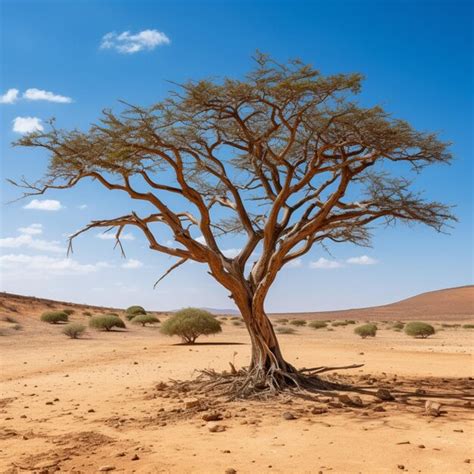 Premium AI Image Resilient Tree Amid Cracked Earth Signifies Climate Picture Ai Generated Art