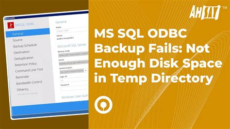 Ms Sql Odbc Backup Fails Not Enough Disk Space In Temp Directory Youtube