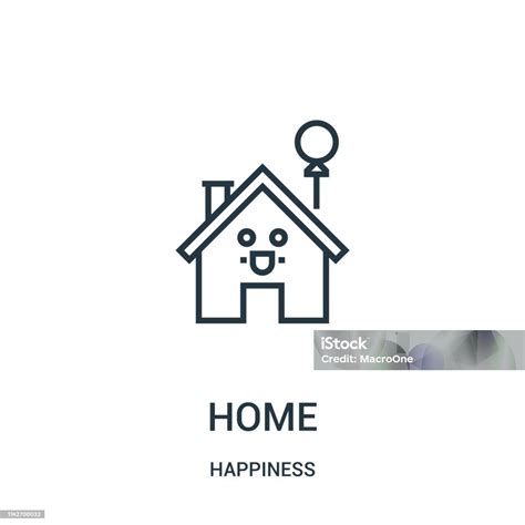 Vetores De Vetor Home Do Ícone Da Coleção Da Felicidade Linha Fina Ilustração Home Do Vetor Do