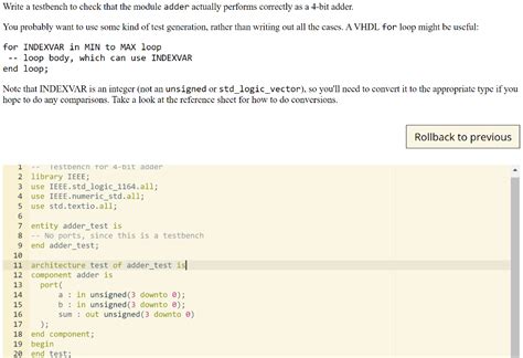 Solved Write A Testbench To Check That The Module Adder