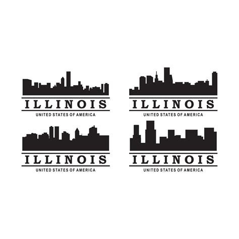 A Set Of Illinois Skyline Silhouette Logo 5555999 Vector Art At Vecteezy