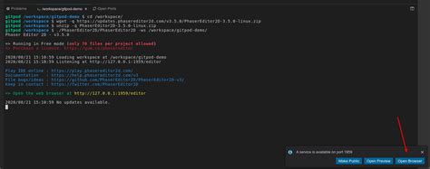 Tutorial Game Development Env In The Cloud With Phaser Editor 2d Gitpod Github And