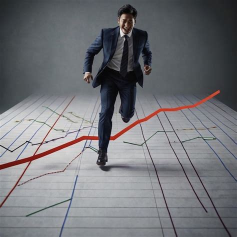 Businessman Running On Graph Line Up Go To The Success Graph Premium