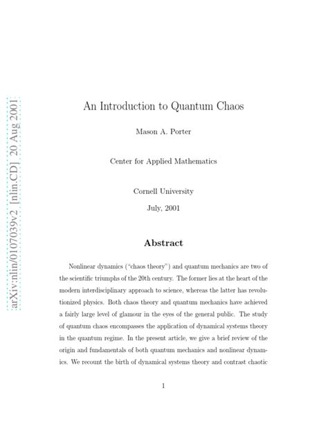 An Introduction To The Quantum Chaos Exploring The Intersection Of Nonlinear Dynamics And