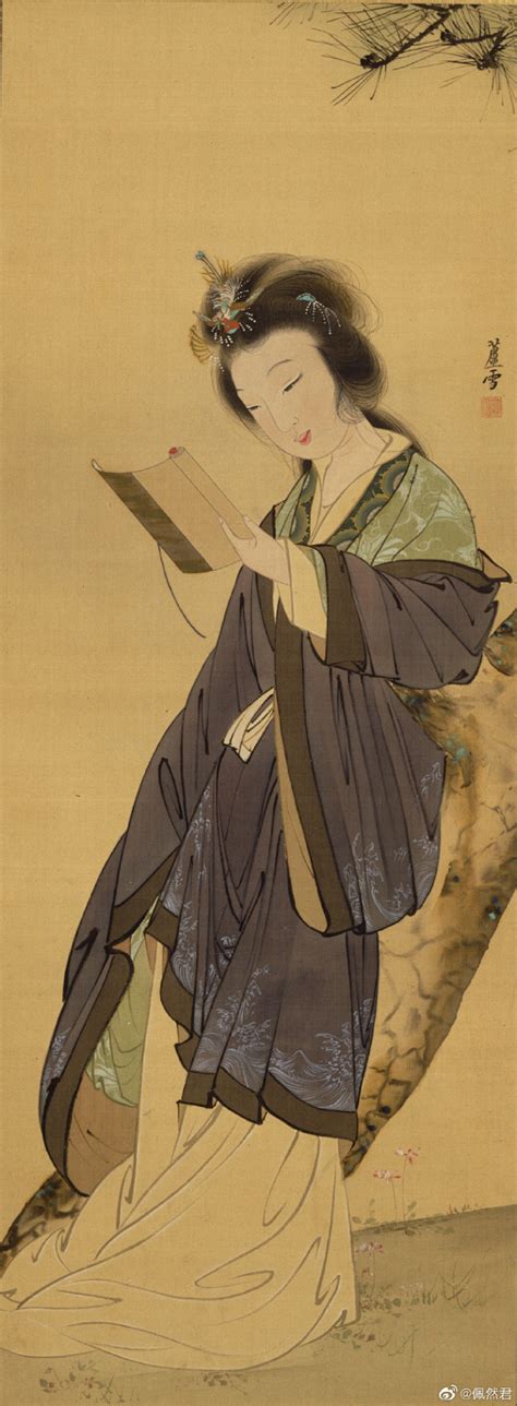 书法绘画 18世纪日本江户时代长泽芦雪吴美人图绢本设色170 4x46厘米日本东京国立博物馆藏 书画 文物放大镜