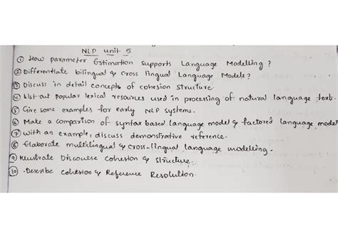 NLP UNIT5 Self Made Notes Computer Science Studocu