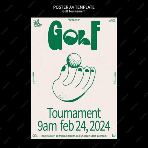 손으로 그린 골프 대회 포스터 템플릿 무료 Psd 파일