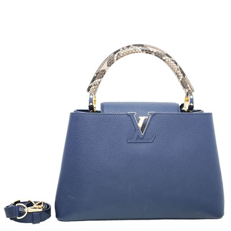louis vuitton navy blue capucines python handle bag the closet