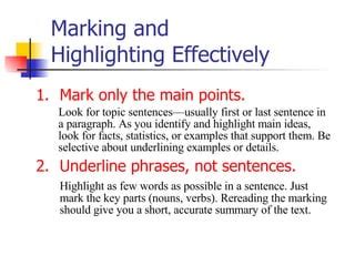 Textbook Highlighting And Marking Ppt