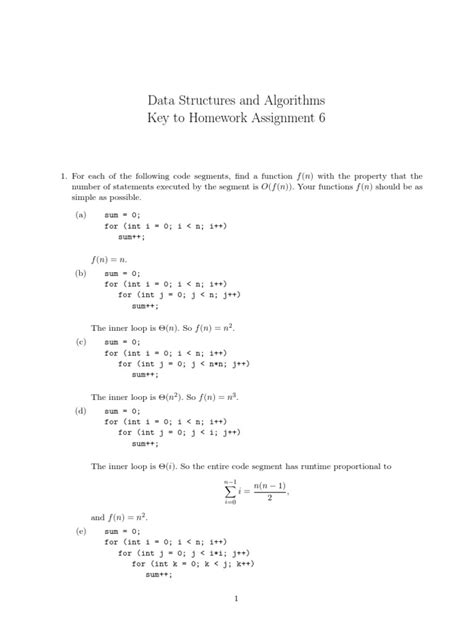 Data Structures And Algorithms Key To Homework Assignment 6 Pdf Discrete Mathematics