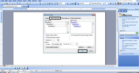 Ms Word Insert Table Of Contents