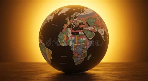 Global Unity A 3d Render Of Earth With National Flags Stock Illustration Illustration Of