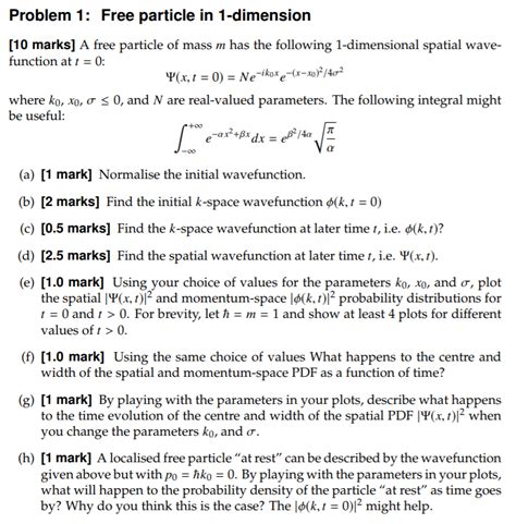 Solved Problem 1 Free Particle In 1 Dimension 10 Marks A