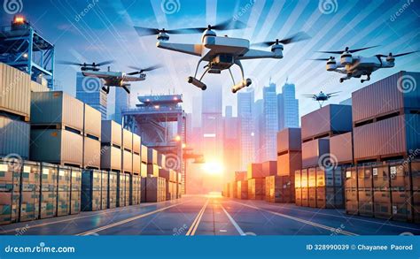 Drones And Data The Future Of Smart Logistics Ai Generated Stock