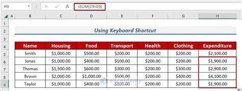 how to use sum formula shortcut in excel 2 simple ways