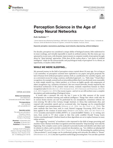 PDF Perception Science In The Age Of Deep Neural Networks