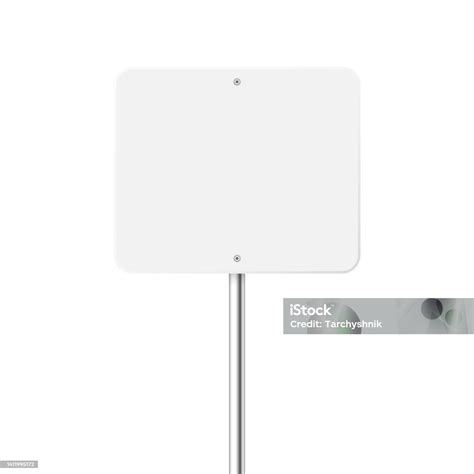 도로 교통 표지판 크롬 금속 기둥에 고속도로 간판 텍스트를위한 장소가있는 빈 화이트 보드 방향 표지판 및 웨이 파인더 정보 기호 모형입니다 벡터 일러스트레이션 0명에 대한
