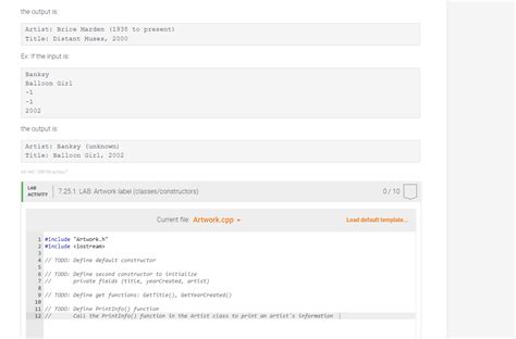 Solved LAB Artwork Label Classes Constructors Given Chegg