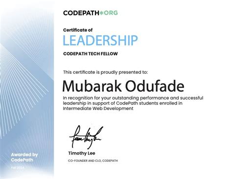 Codepath Webdevelopment Techeducation Developerjourney Mubarak Odufade