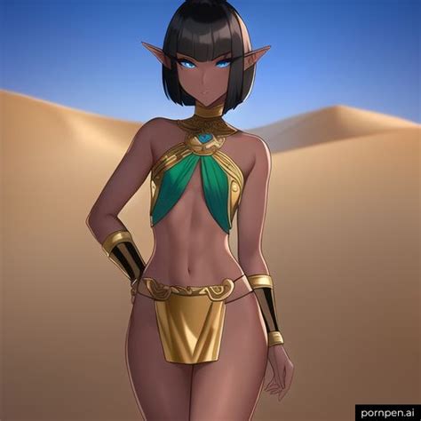 Rule 34 Ai Generated Blonde Hair Blue Eyes Dark Skinned Female Dark Elf Dark Skin Desert